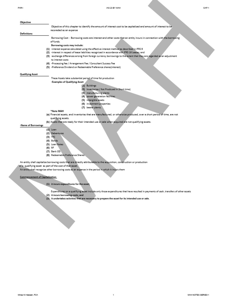 Borrowing Cost Notes MAH S2025 | PDF | Loans | Interest