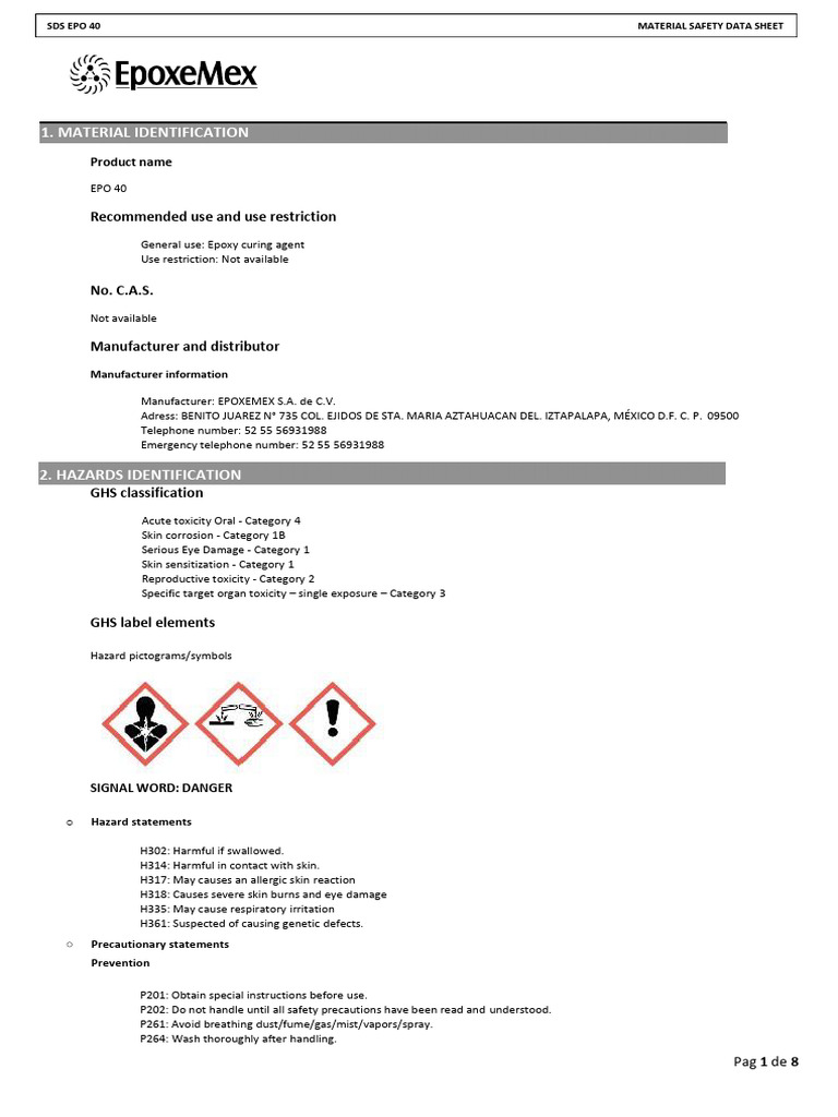 Hds Epoxemex | PDF | Working Conditions | Safety