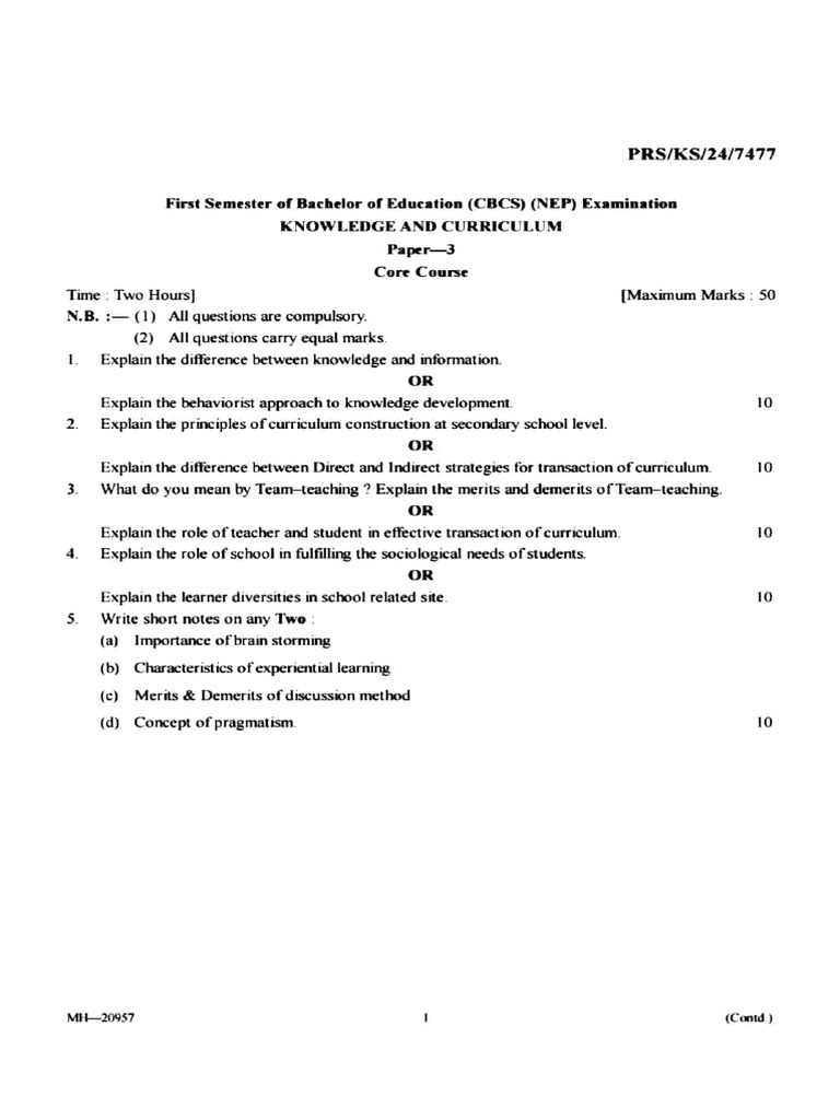 Knowledge and Curriculum | PDF | Curriculum | Teaching