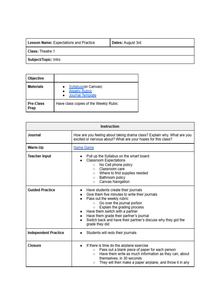Lesson Plan- Unit One_ Intro | PDF | Rubric (Academic) | Human Communication