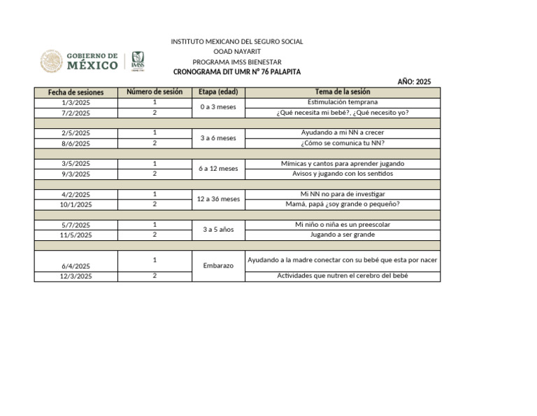 Cronograma DIT 2025 | PDF