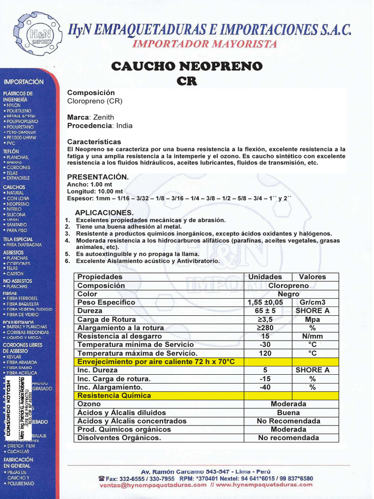 Neopreno Cloropreno: Propiedades y Usos | PDF | Química | Compuestos ...