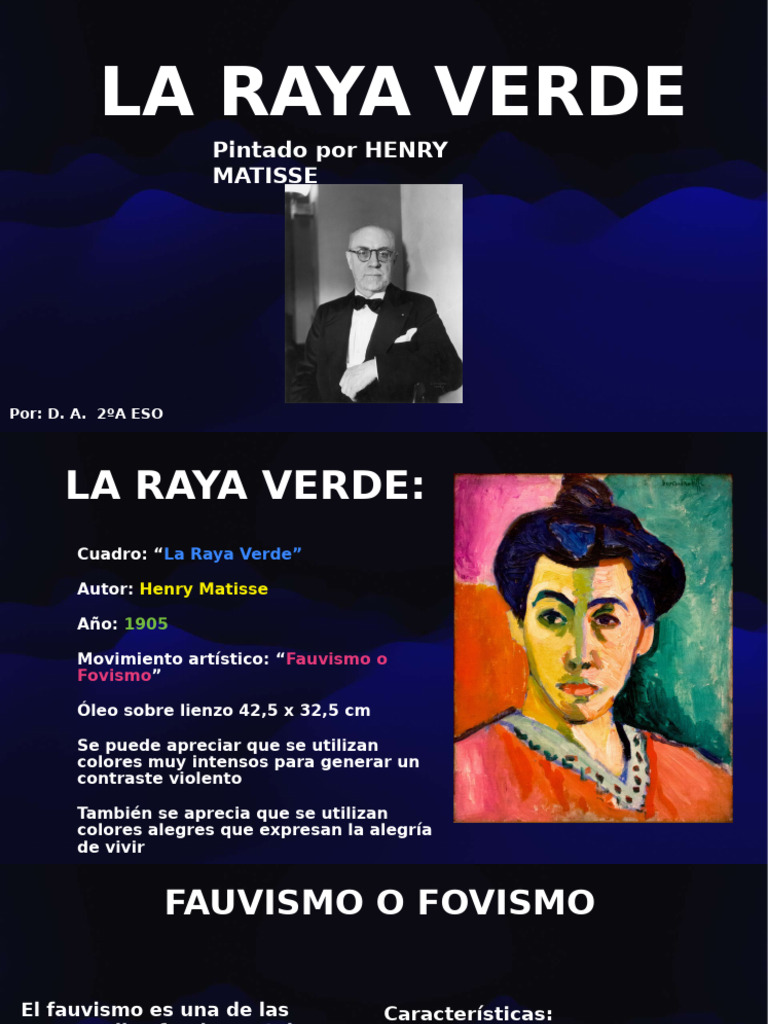 Presentación Del Cuadro La Raya Verde de Henry Matisse | PDF | Pinturas ...