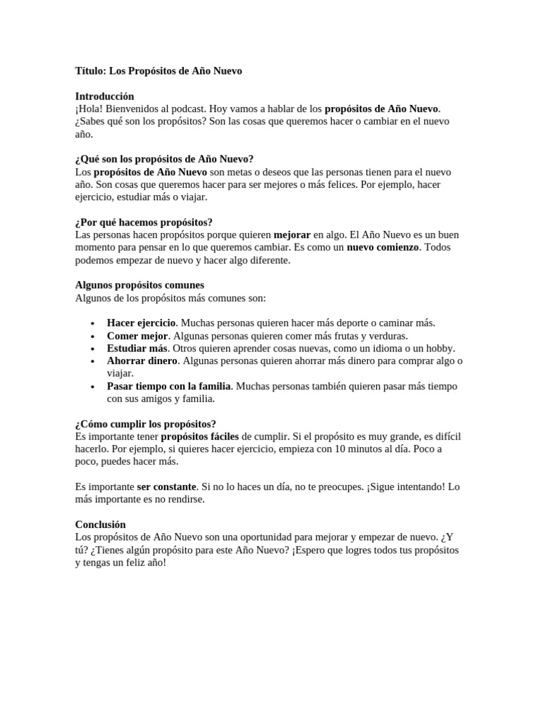 Propósitos de Año Nuevo: Mejora Personal | PDF