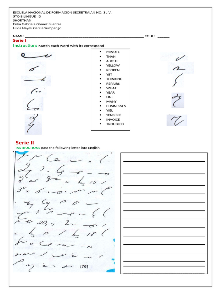 Bilingual Shorthand Practice Exercises | PDF