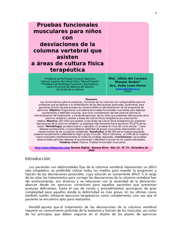 Pruebas Musculares en Escoliosis Infantil | PDF | Pelvis | Músculo
