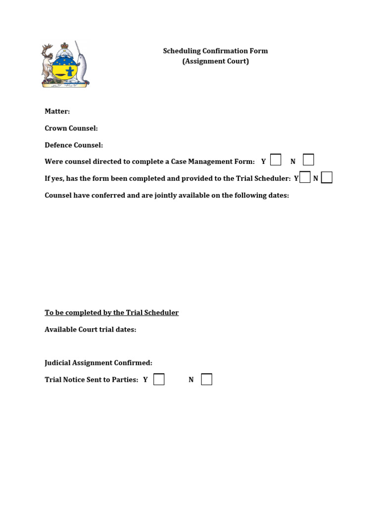 Court Scheduling Confirmation Form | PDF