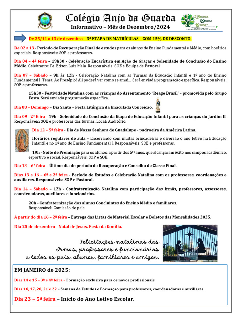 Informativo Dezembro - 2024 | PDF | Natal