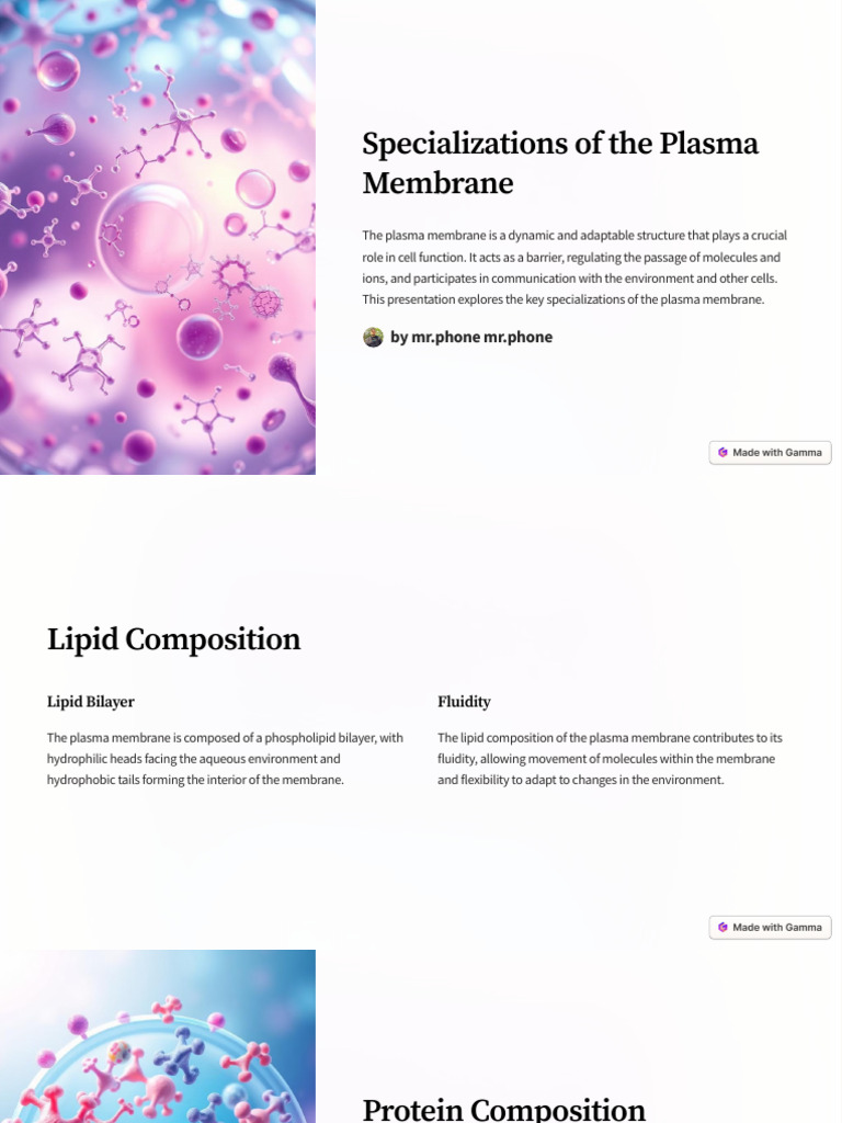 Specializations of The Plasma Membrane | PDF | Cell Membrane | Cell ...