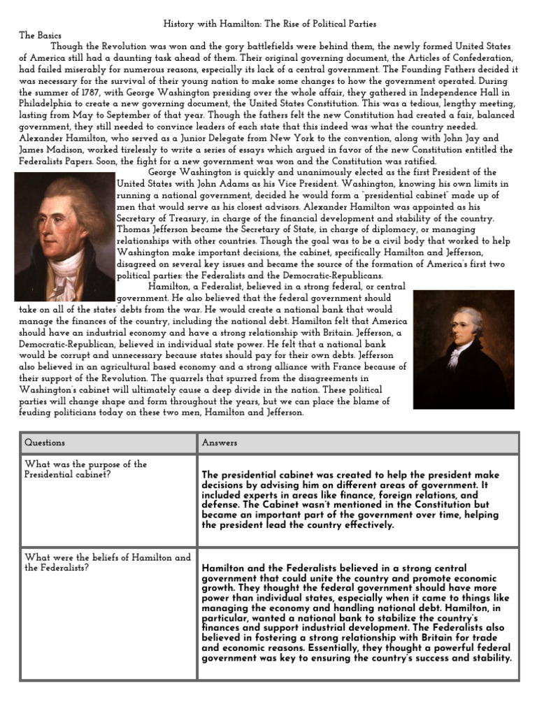 Hamilton and Jefferson: Birth of Parties | PDF | Alexander Hamilton ...