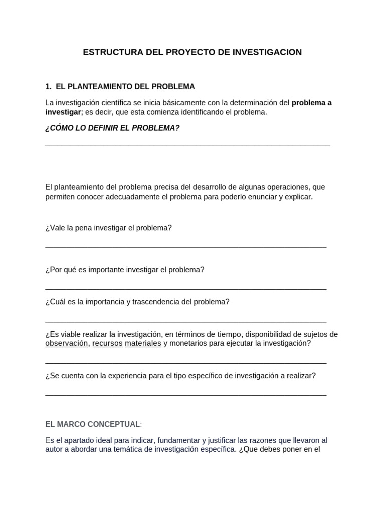 Estructura del Proyecto de Investigación | PDF | Teoría | Hipótesis