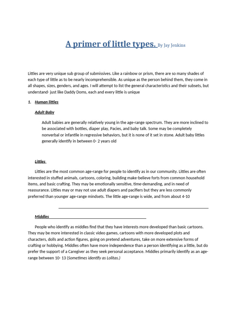 Types of Littles 2018 | PDF | Adolescence | Behavioural Sciences