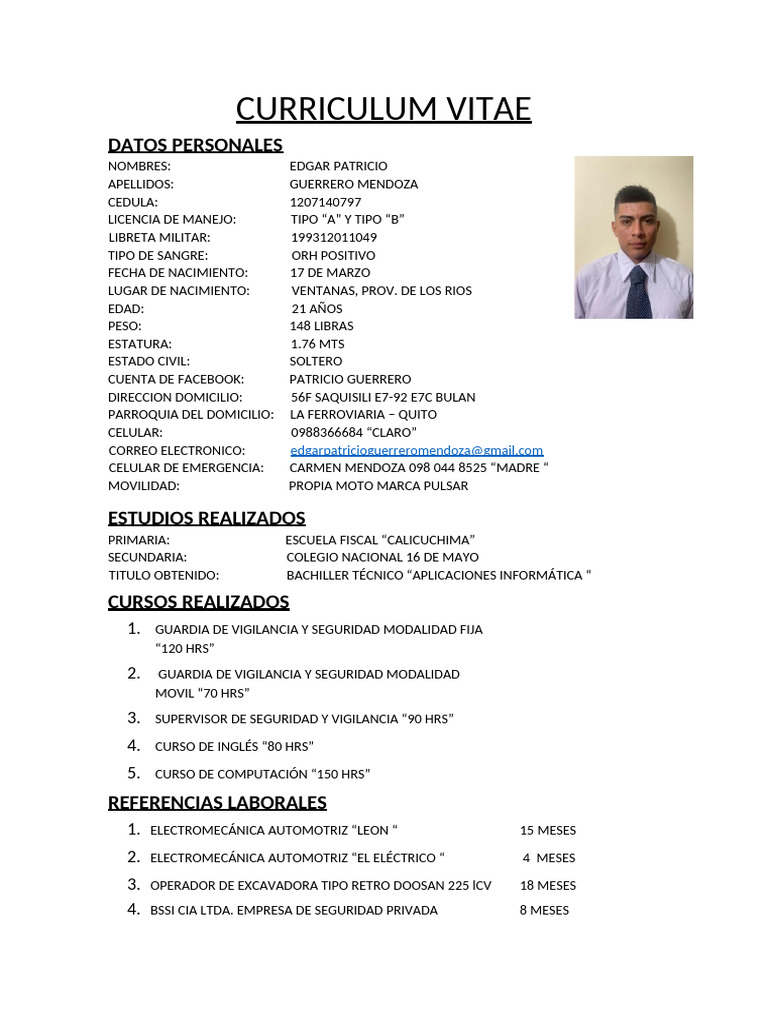 Hoja de Vida Guerrero Mendoza - 230901 - 071001 2 | PDF