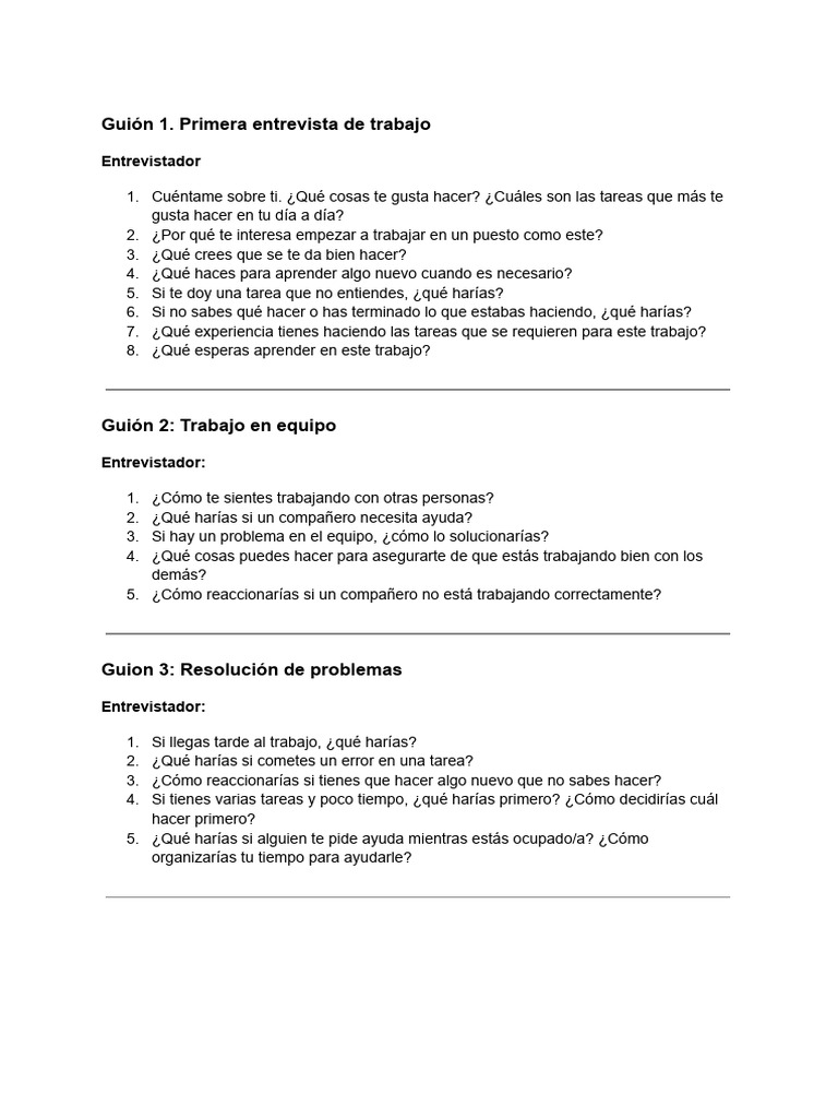 Guía de Preguntas para Entrevistas Laborales | PDF