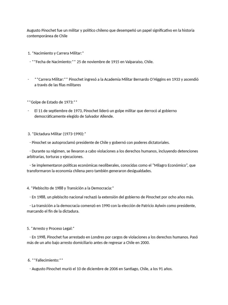 Document | PDF | Augusto Pinochet | Chile