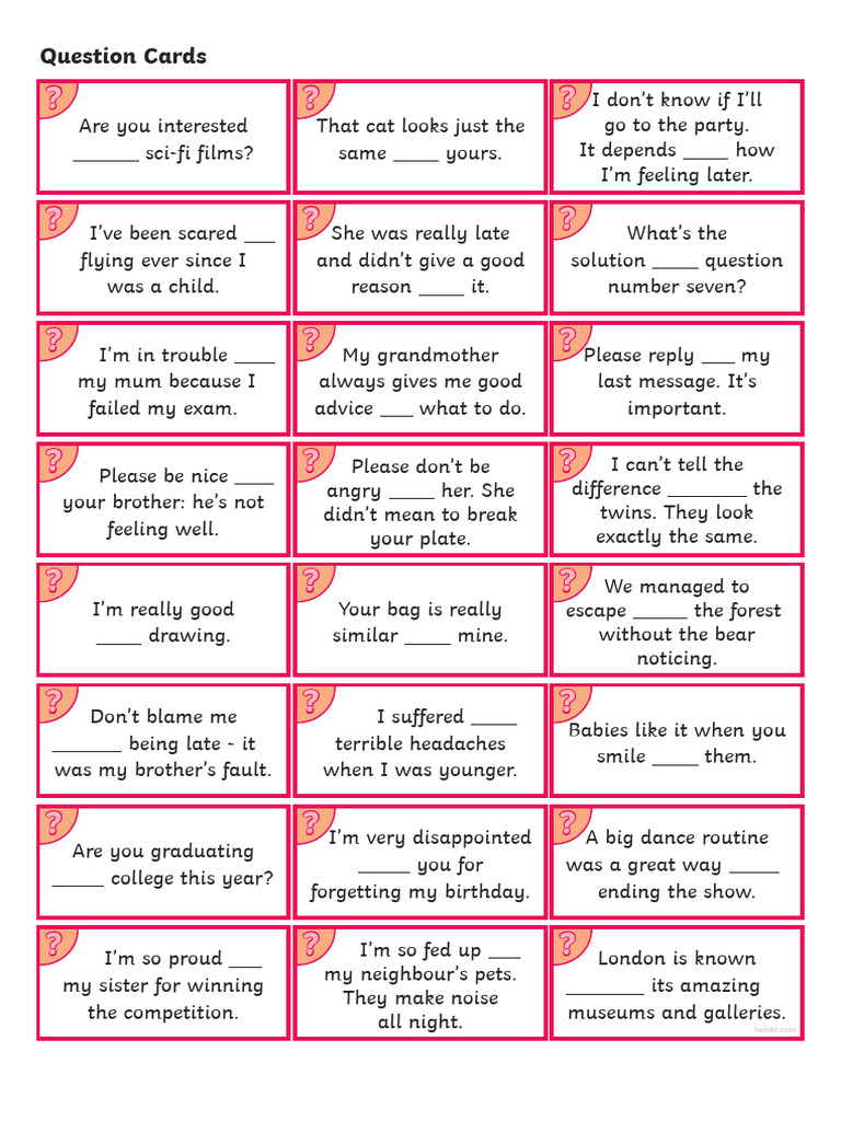 Question Cards, Dice and Counters | PDF