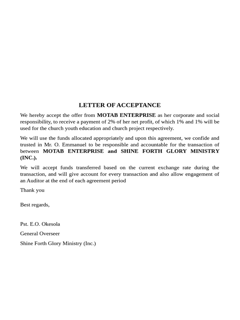 LETTER_OF_ACCEPTANCE[1] | PDF | Business