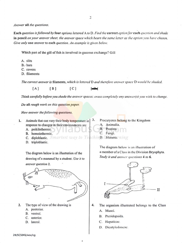 2024 Wassce Biology 1 | PDF