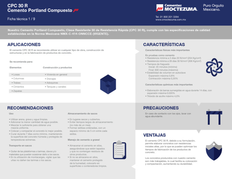 CM Ficha CPC 30 R | PDF | Cemento | Hormigón
