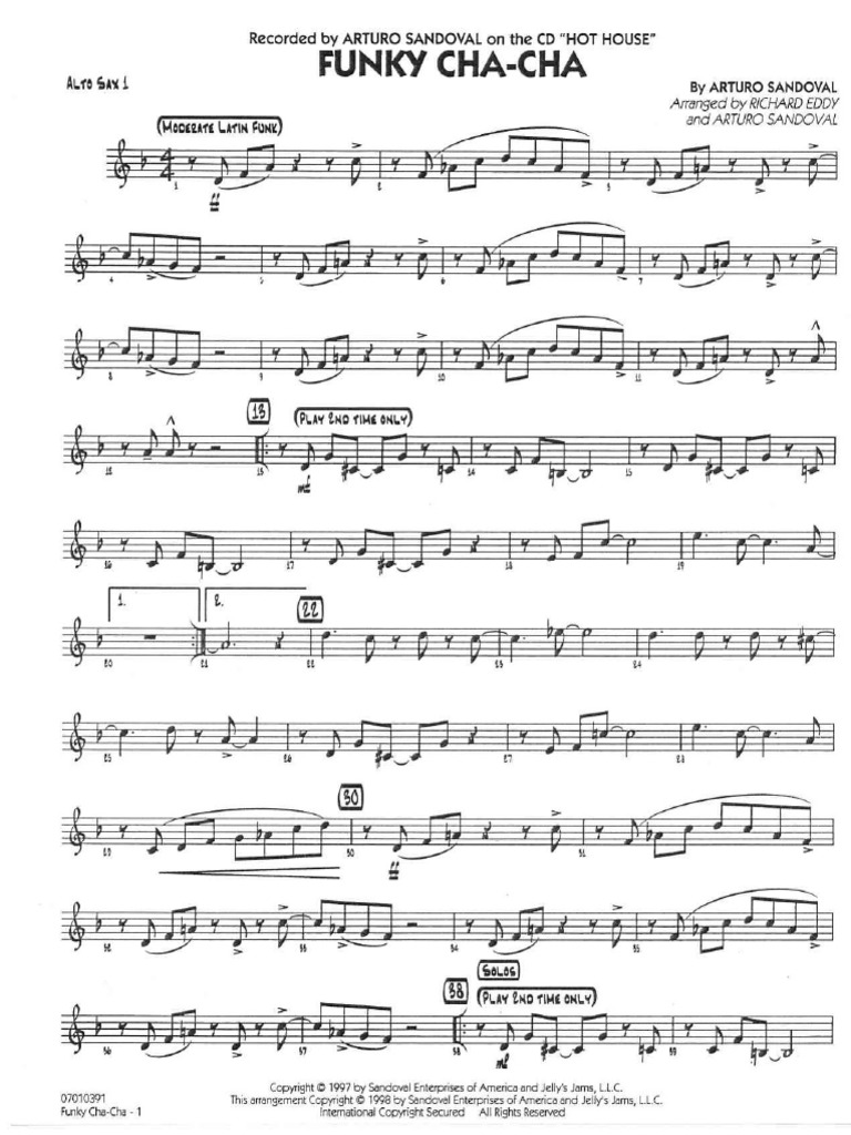 Funky Chacha Alto Sax I | PDF