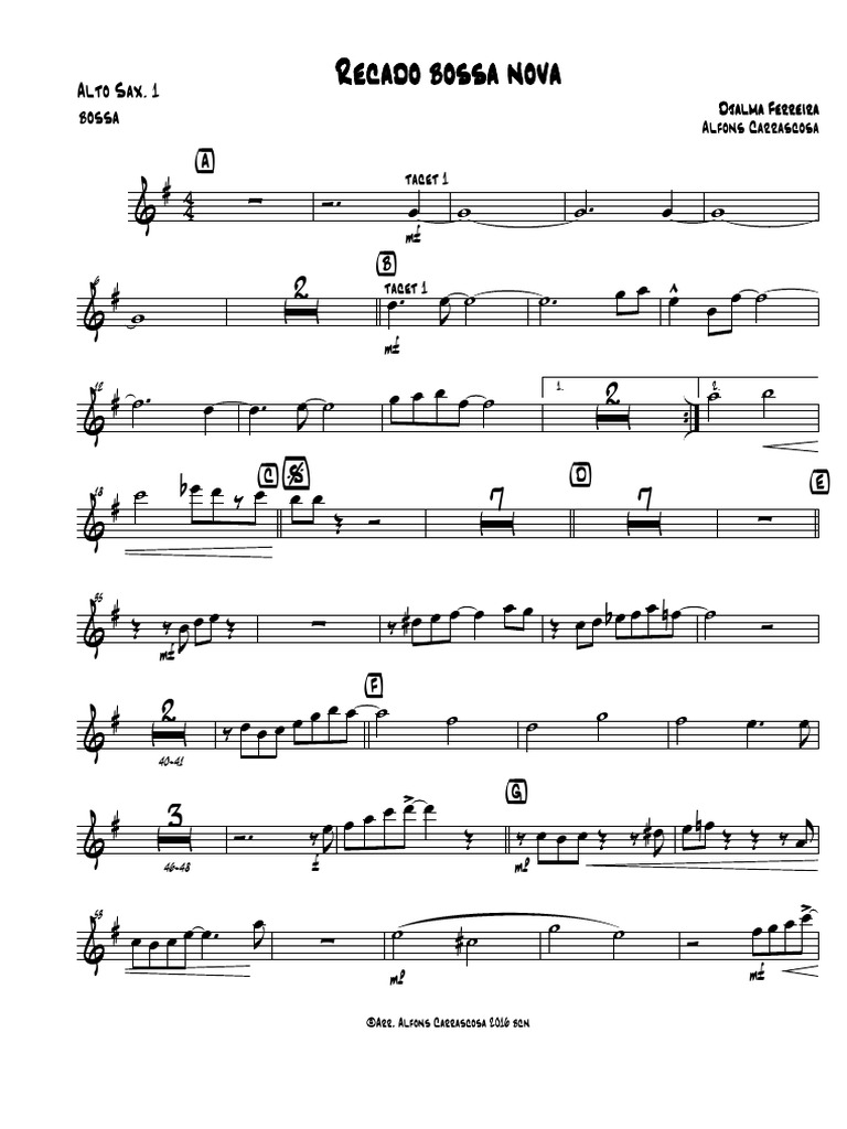 Recado Bossa Nova - Alto Sax. 1 | PDF