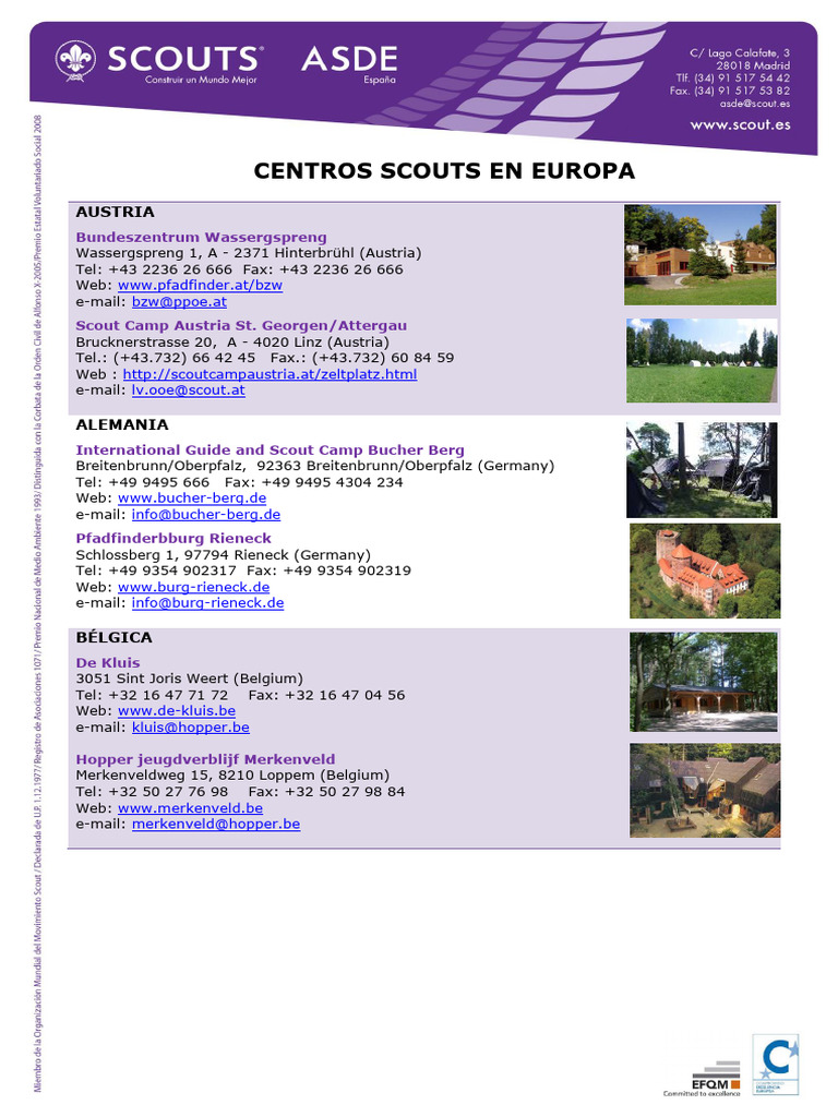 Centros Scouts en Europa | PDF | Scouting And Guiding | Outdoor ...