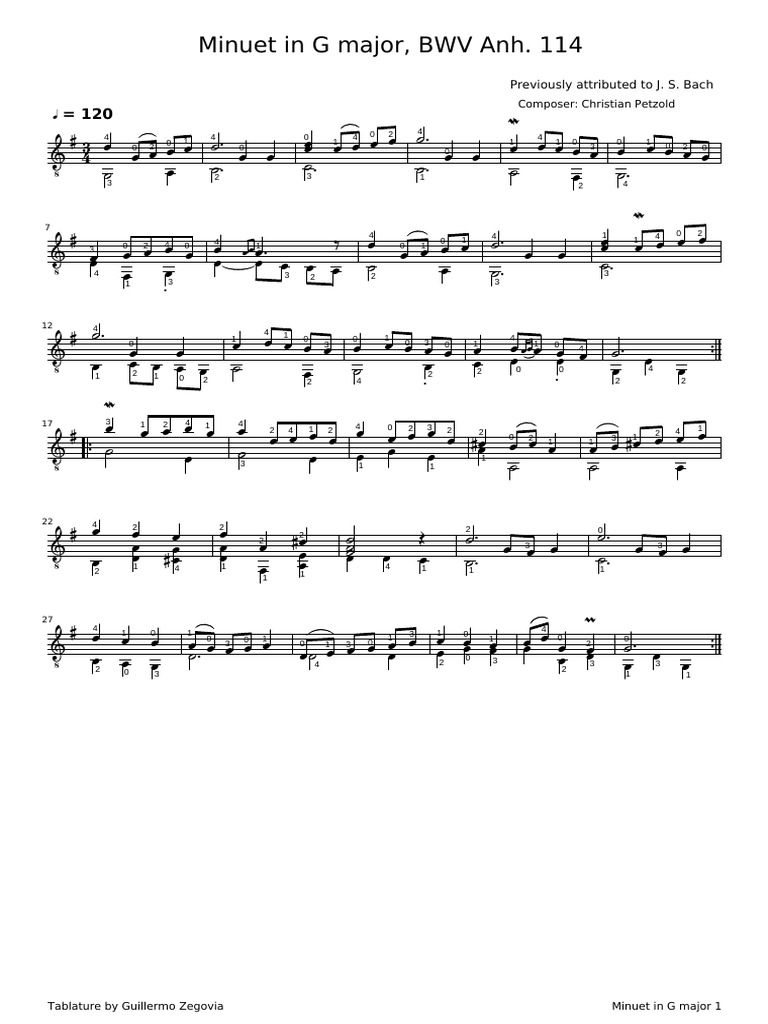 Minuet in G Major by Petzold | PDF | Harpsichord | Compositions With A ...