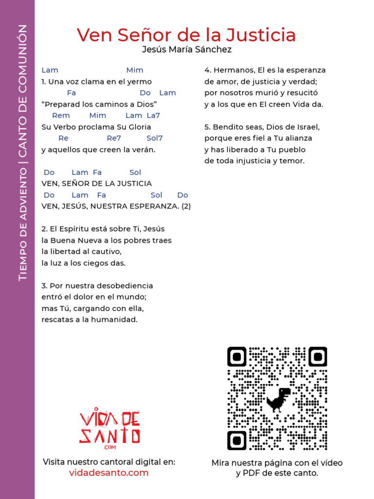 Ven Senor de La Justicia Canto de Adviento Acordes | PDF