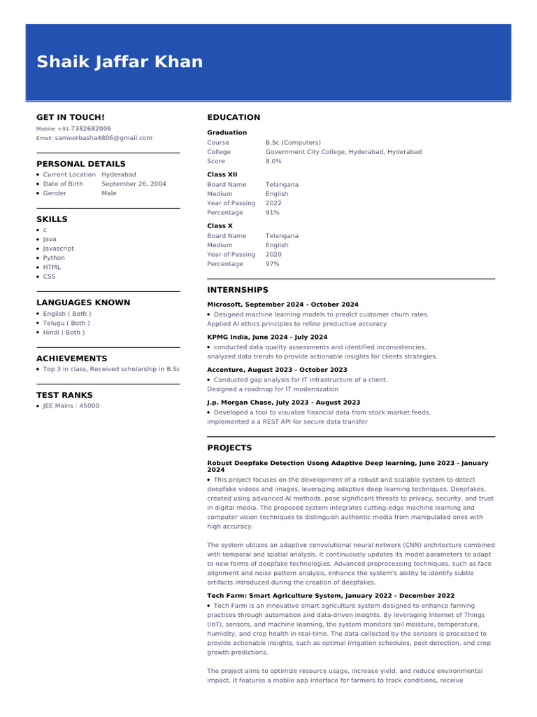 Shaik_Jaffar_Khan_Resume | PDF | Internet Of Things | Computing