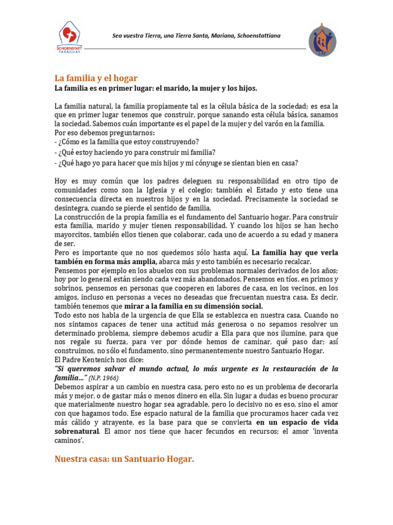 La Familia y El Hogar | PDF | María, madre de Jesús | Sociedad