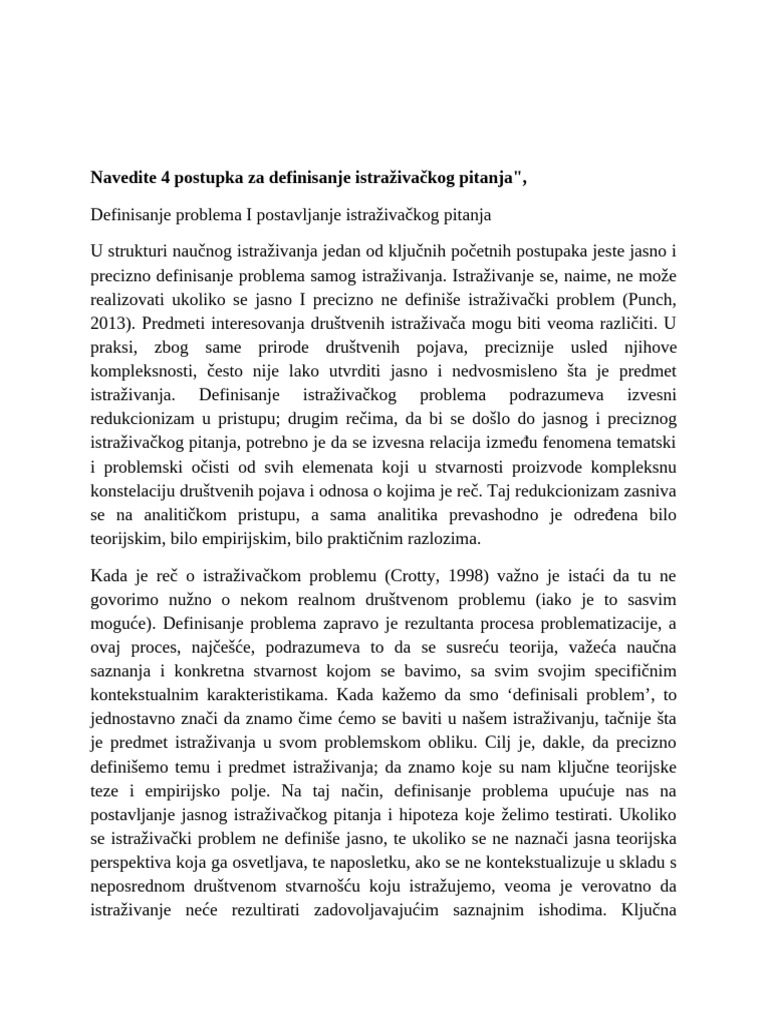 Novo - dopuna - definisanje problema i formulisanje hipoteza | PDF
