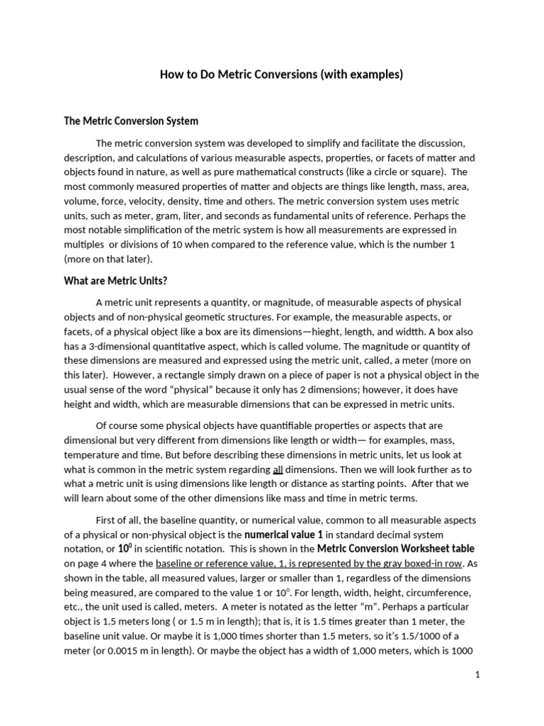 How To Do Metric Conversions, Spring 2024 | PDF | Foot (Unit) | Inch