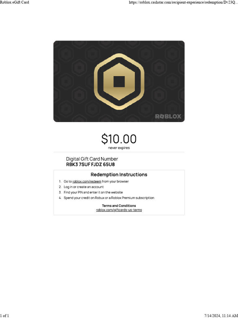 Roblox eGift Card Redemption Guide | PDF
