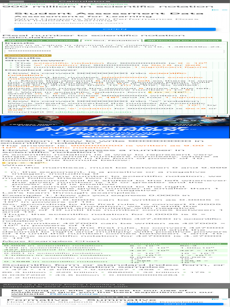 900 Million in Scientific Notation Calculator | PDF | Numbers ...