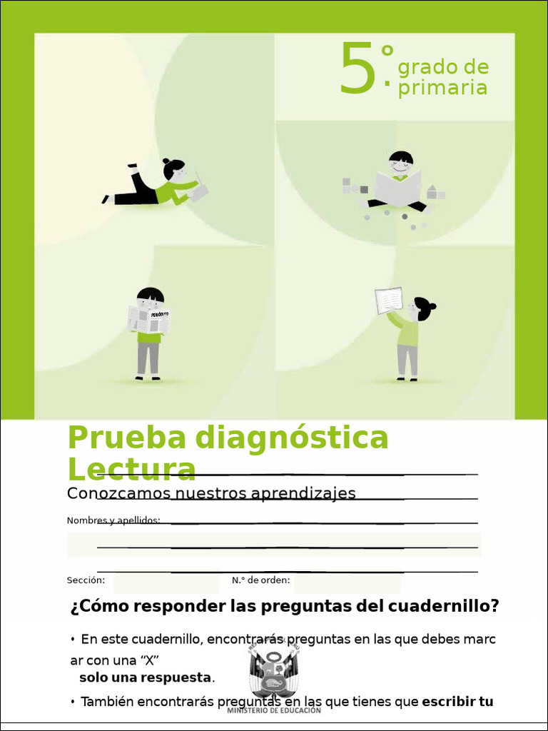 Prueba Diagnóstica Lectura, Comprensión de Textos Oralizados. 5 Grado ...