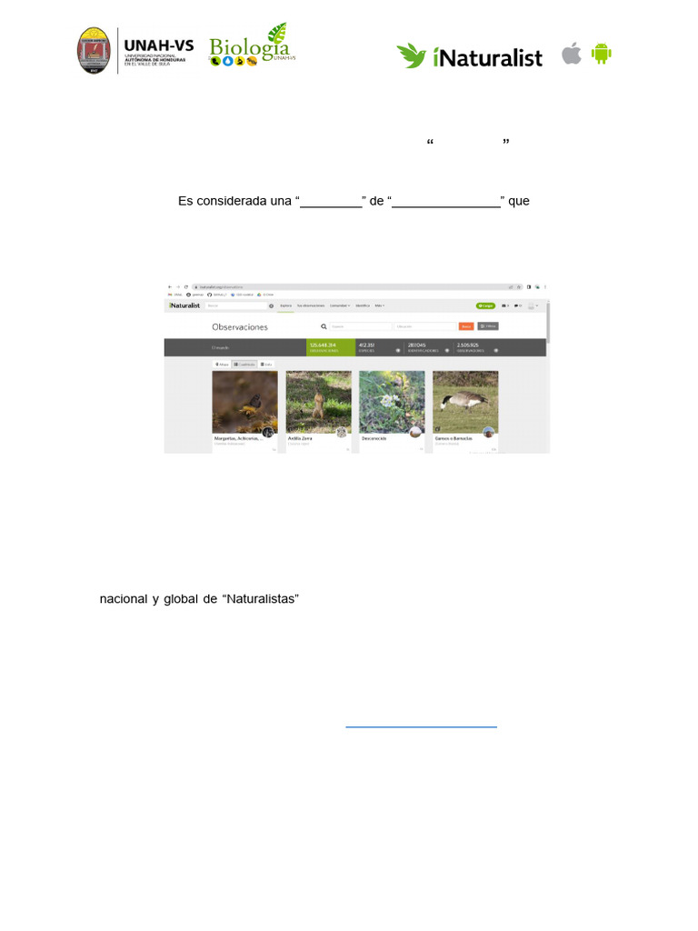 Guía para El Uso de La Aplicación INaturalist Educación Ambiental UNAH-Vs 2024 | PDF | Software ...