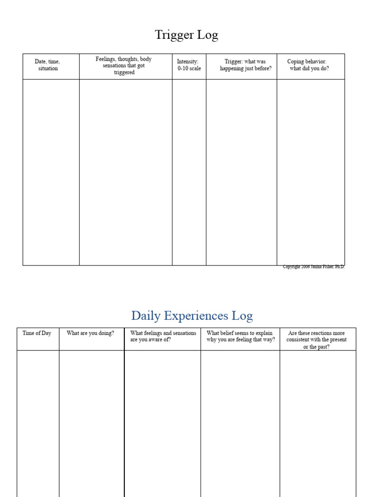 Logs Trigger And Daily Experiences Pdf