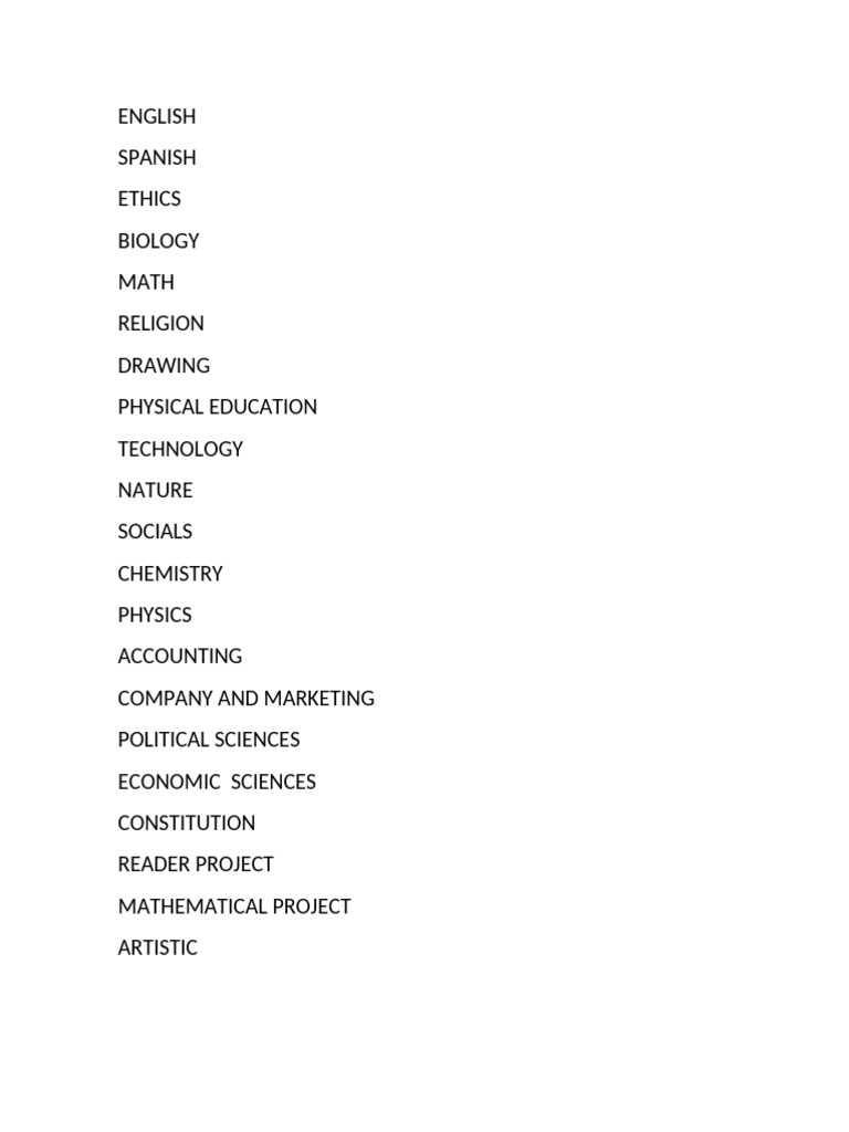 High School English Subjects List | PDF