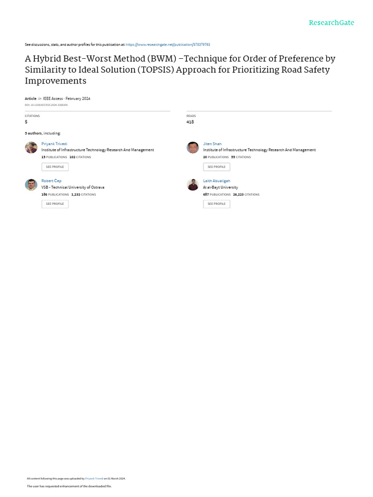 A Hybrid Best-Worst Method BWMTechnique For Order of Preference by ...