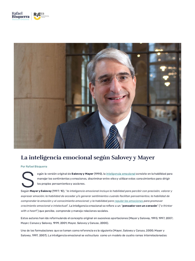 La Inteligencia Emocional Según Salovey y Mayer - Rafael Bisquerra | PDF | Las emociones ...