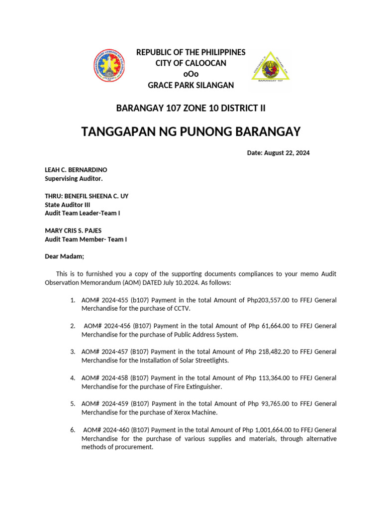 Letter To COA Dated August 2024 1 | PDF | Business