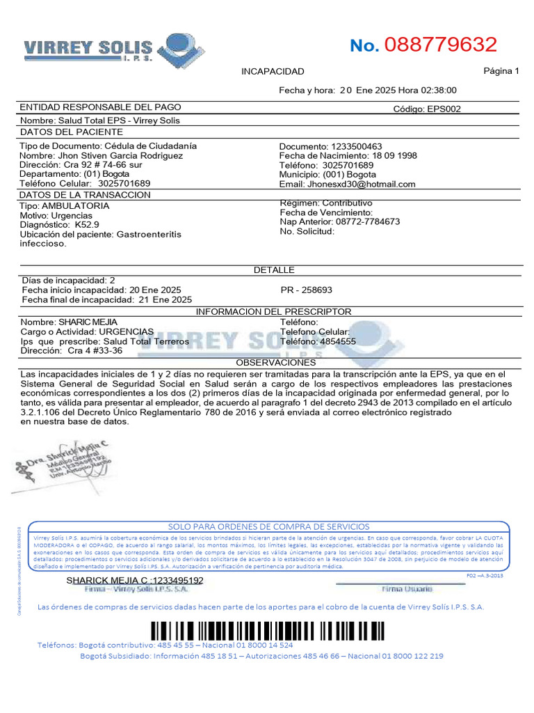 Incapacidad Salud Total - Rodriguez | PDF