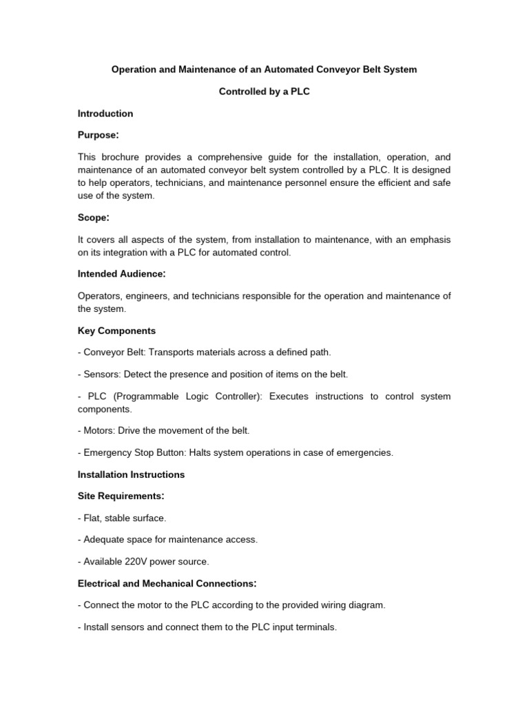 Triptico Automated Conveyor Belt Operation Manual English | PDF ...