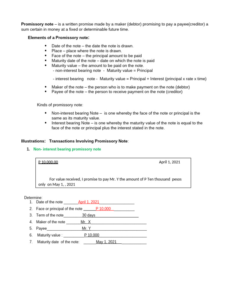 Promissory-note-illustration | PDF | Promissory Note | Debt