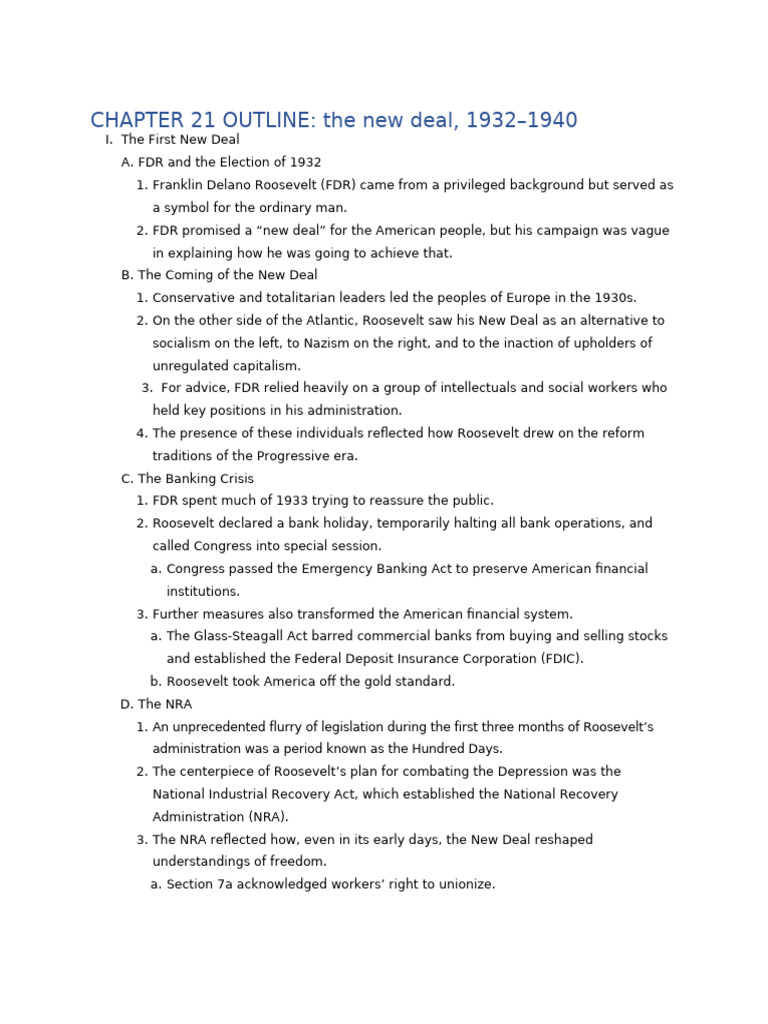 The New Deal: 1932-1940 Overview | PDF | New Deal | Franklin D. Roosevelt