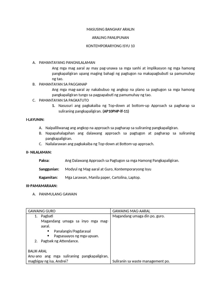 Ap9 Banghay Aralin | PDF