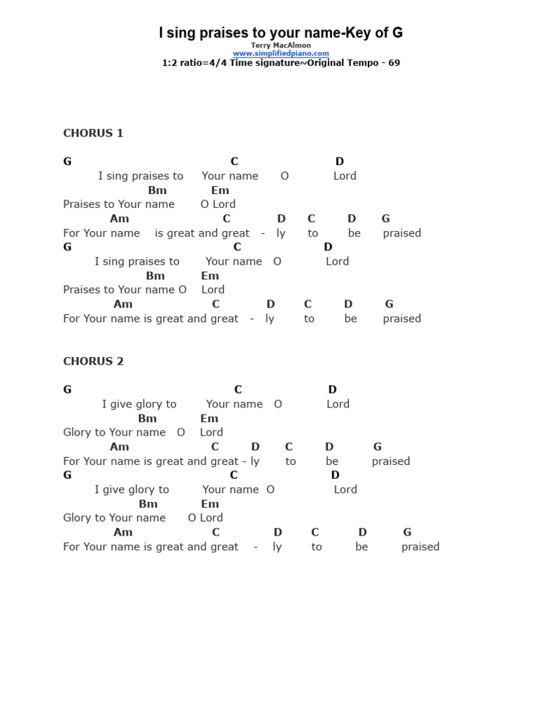 1667532477052I Sing Praises To Your Name-G | PDF