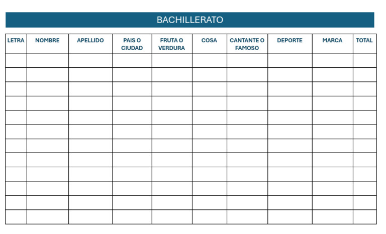Juego de Palabras: Categorías y Letras | PDF