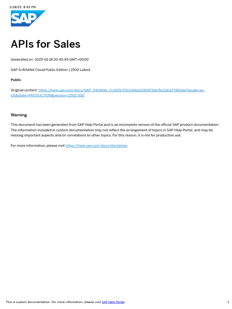 SAP Sales Order API Guide | PDF | Invoice | Computing