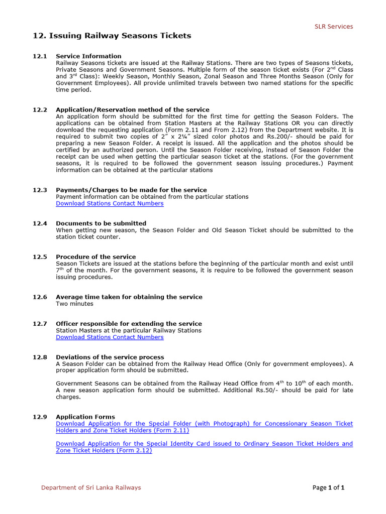 Railway Season Ticket Application Guide | PDF